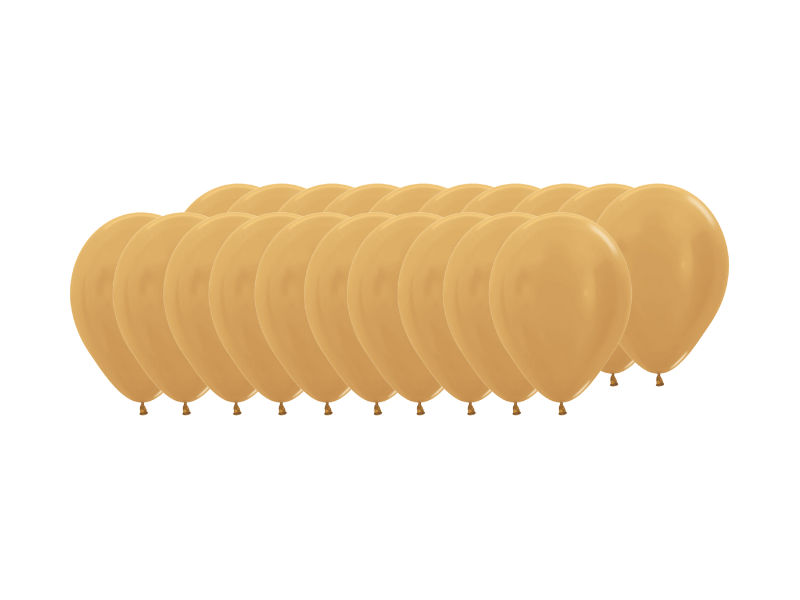 Pack 100 Globos Latex Premium R9 Metal Dorado — Carnaval