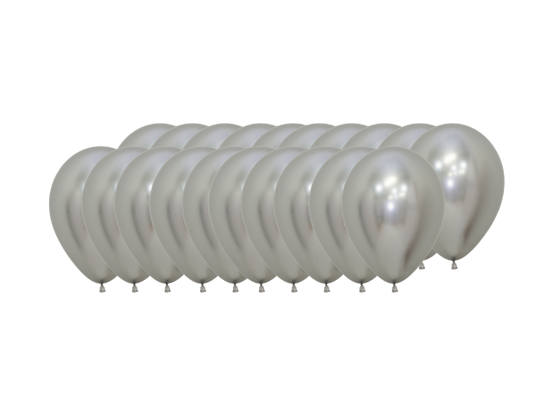 Pack 40 Globos Latex Premium R9 Reflex Plata — Carnaval